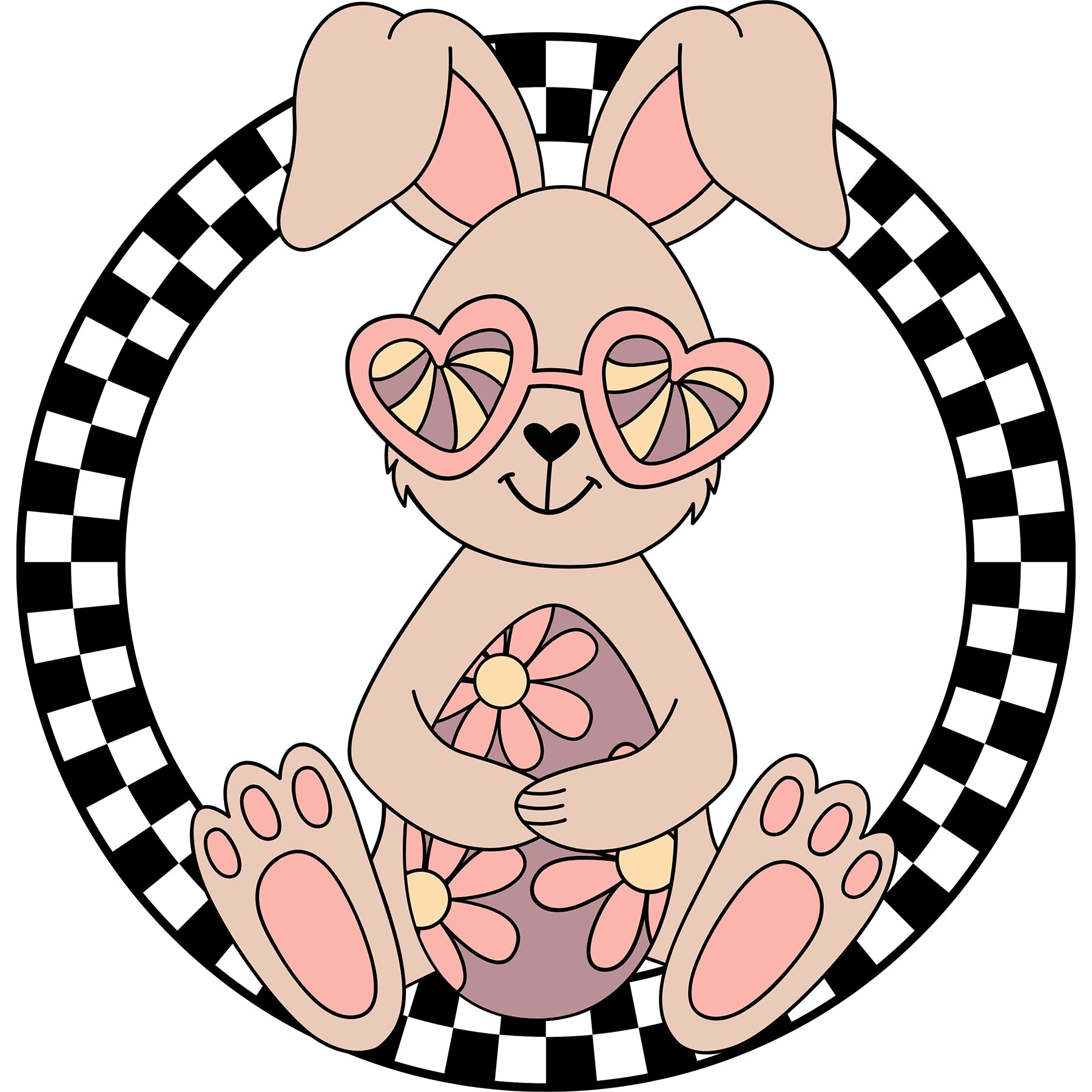 Checkered Circle Bunny - DTF Transfer – SnappyDTF.com